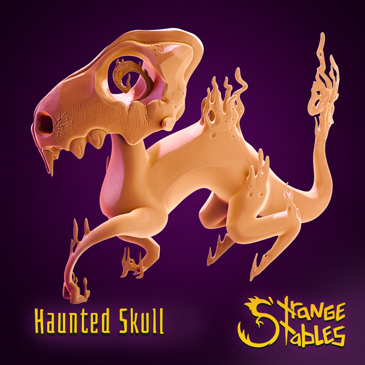 3D Printable Haunted Skull - Beast Spirit by Strange Stables Miniatures